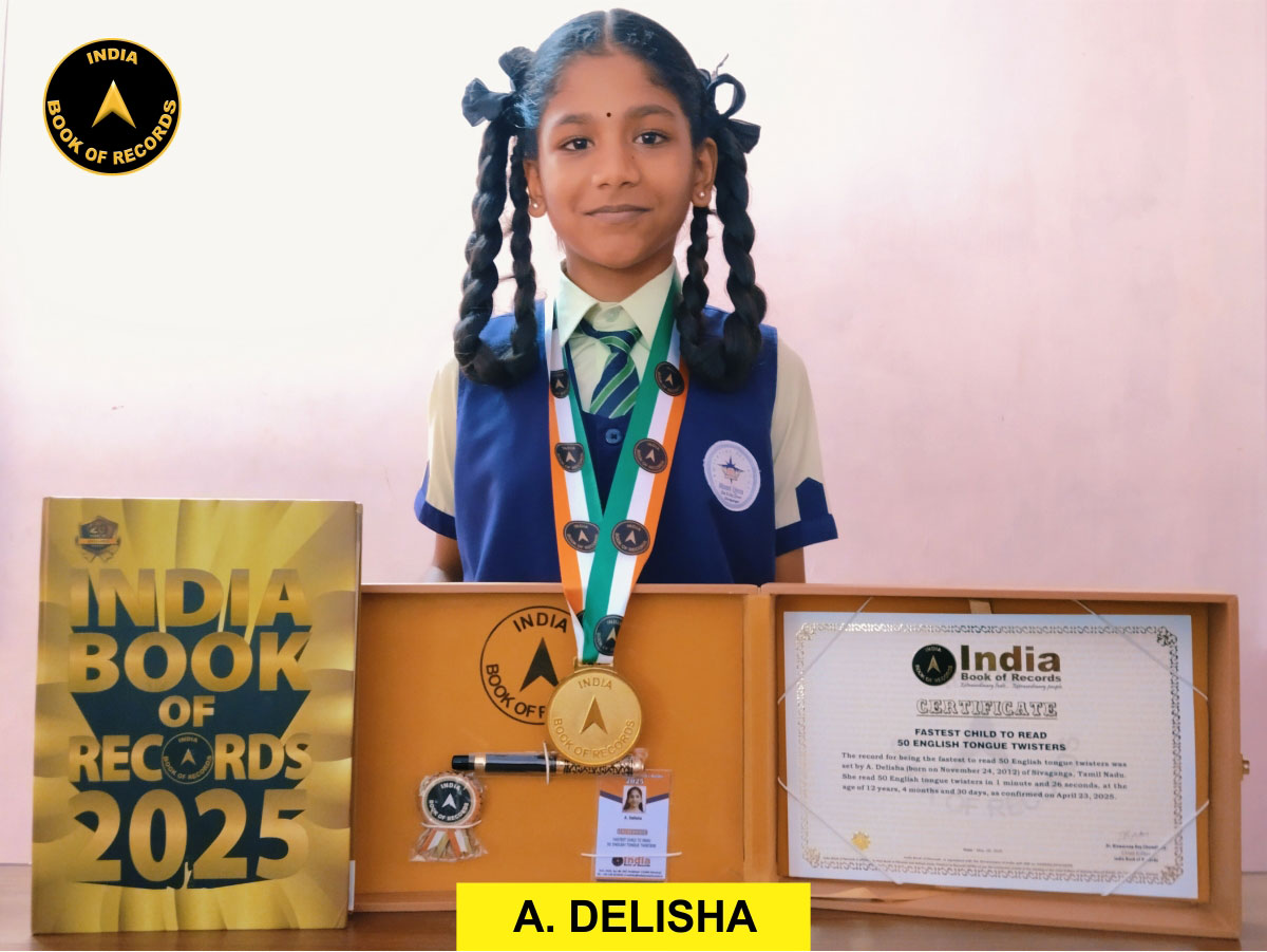 Fastest child to read 50 English tongue twisters - India Book of Records