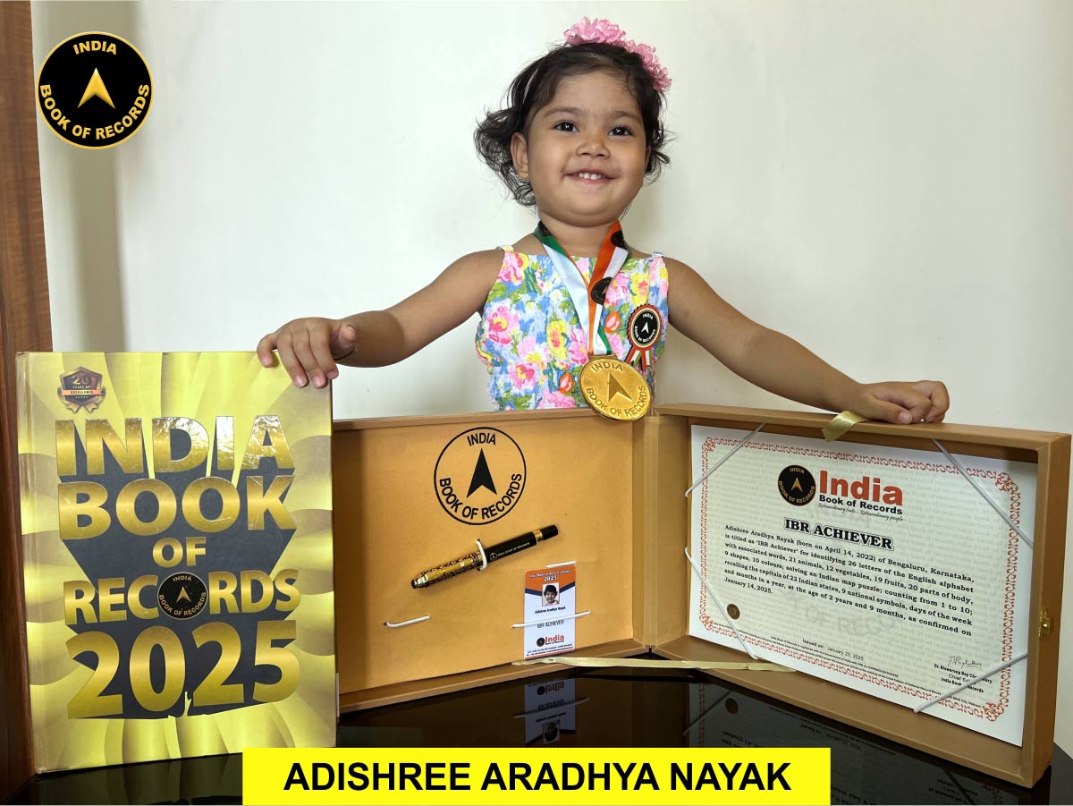 Adishree Aradhya Nayak - IBR Achiever - India Book of Records
