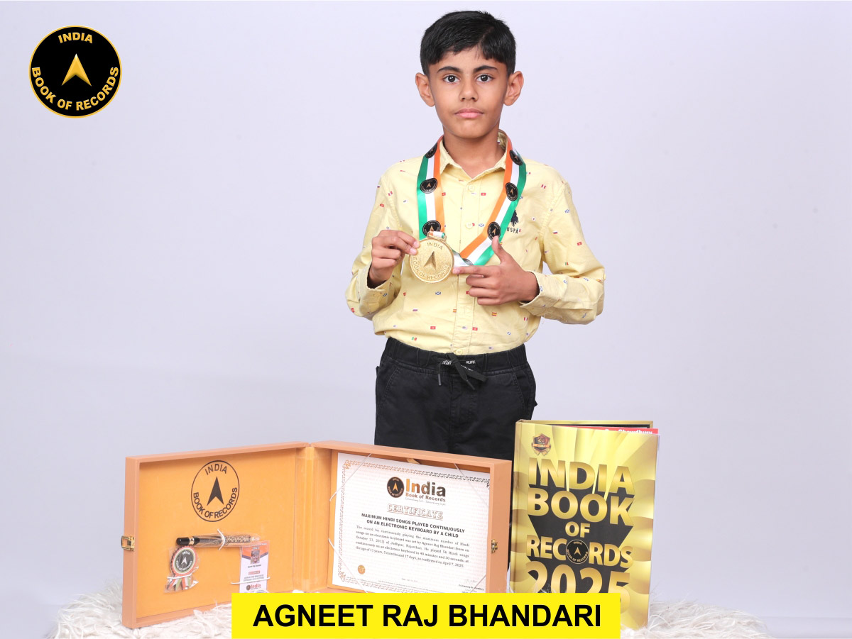 Maximum Hindi songs played continuously on an electronic keyboard by a child - India Book of Records