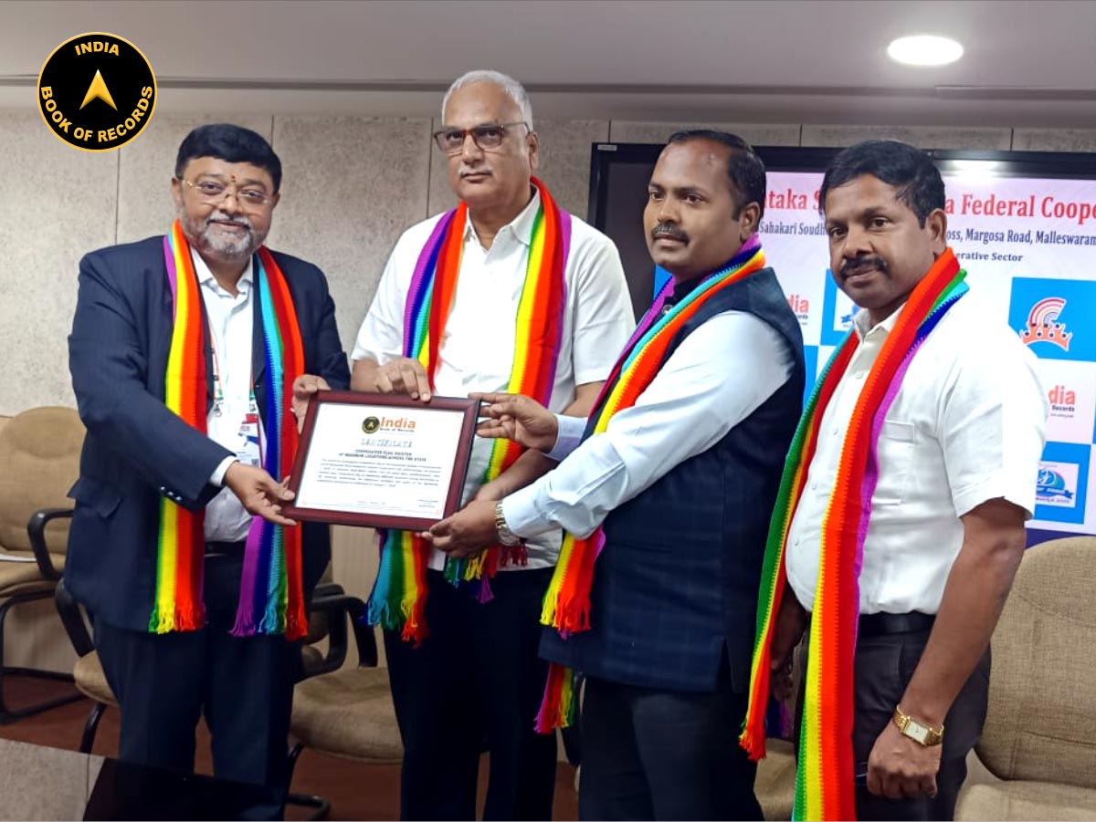 Cooperative Flag Hoisted at Maximum Locations Across the Karnataka State - India Book of Records