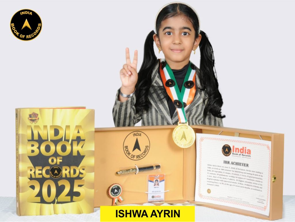 Ishwa Ayrin - IBR Achiever - India Book of Records