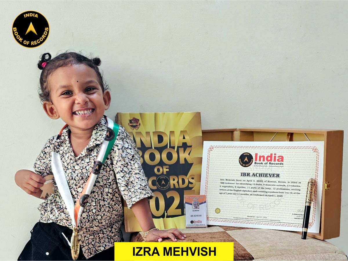 Izra Mehvish - IBR Achiever - India Book of Records