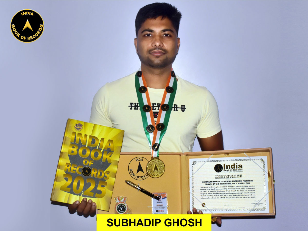 Maximum images of Indian freedom fighters drawn by an individual on a match box - India Book of ...