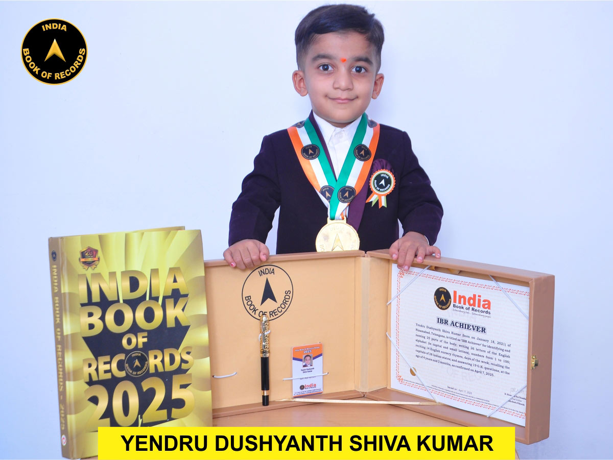 Yendru Dushyanth Shiva Kumar- IBR Achiever - India Book of Records