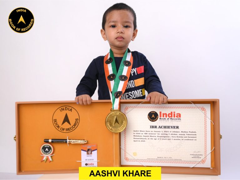 Aashvi Khare - IBR Achiever - India Book of Records