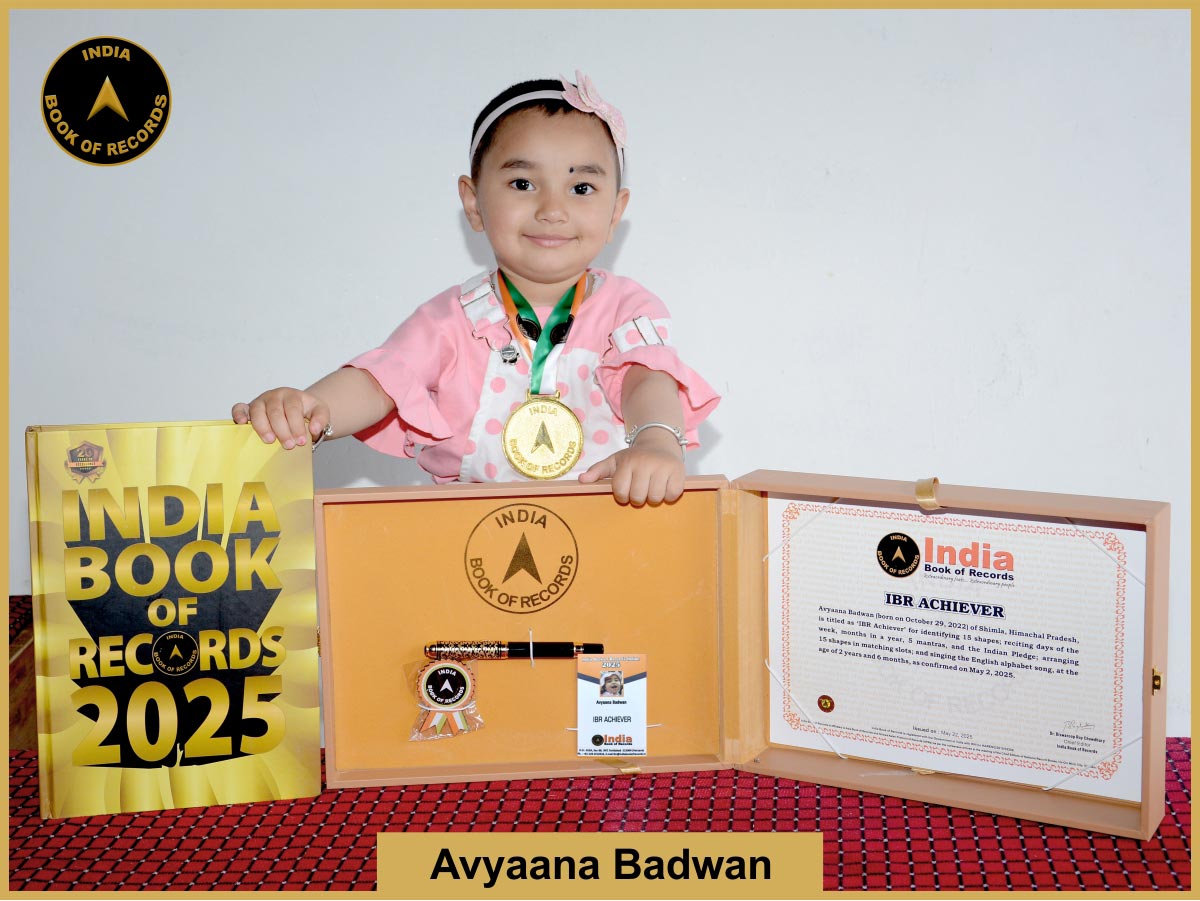 Avyaana Badwan - IBR Achiever - India Book of Records