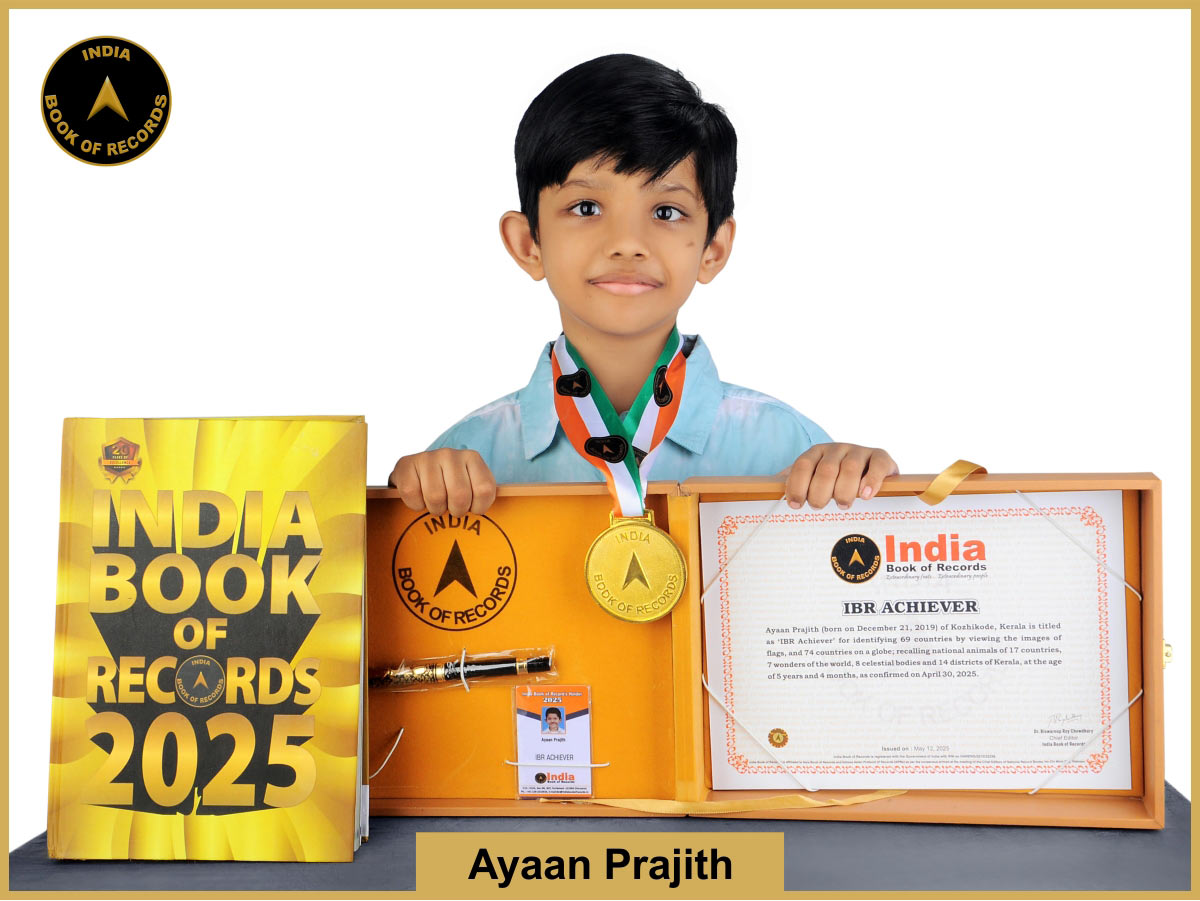 Ayaan Prajith - IBR Achiever - India Book of Records