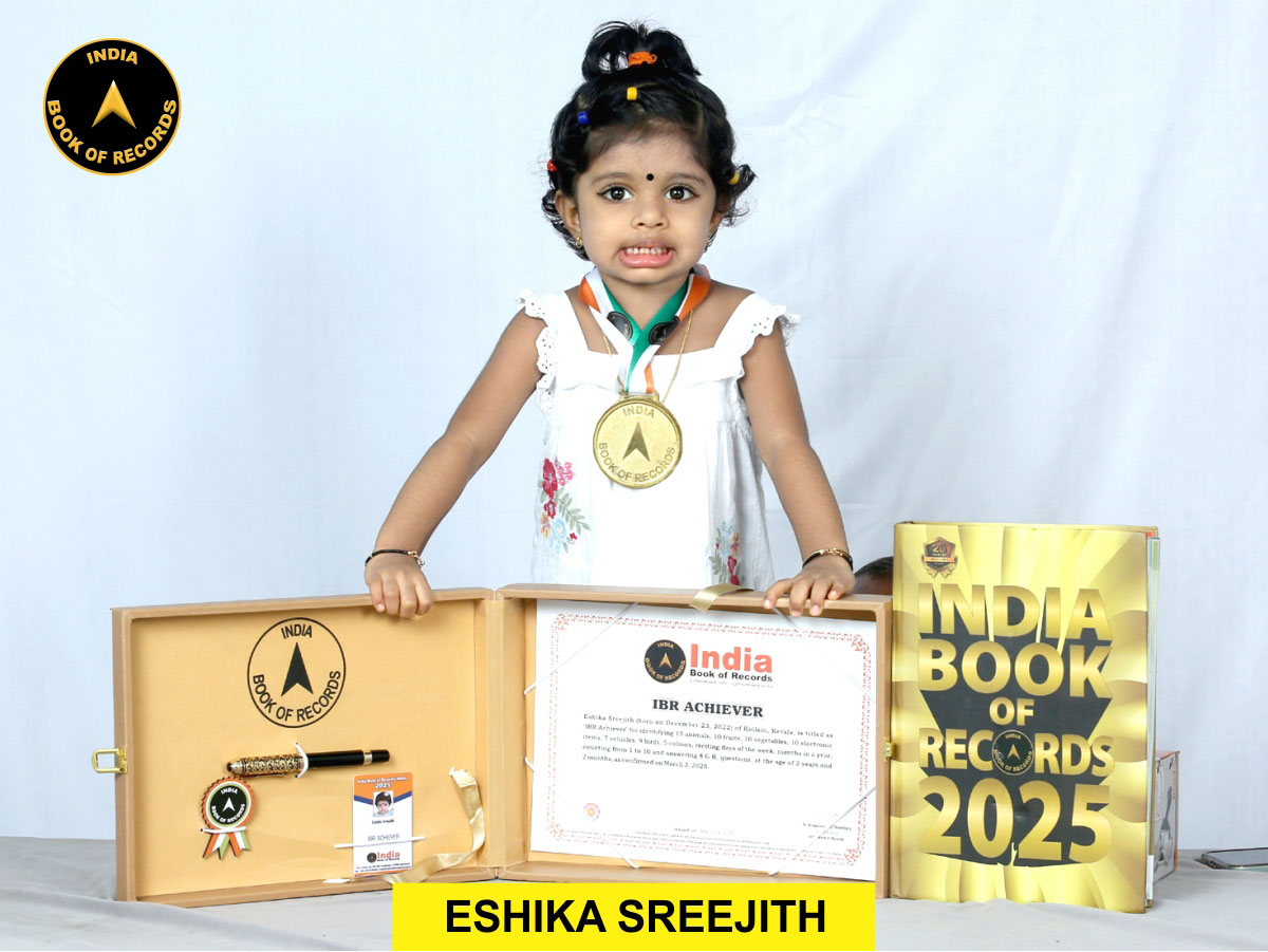 Eshika Sreejith - IBR Achiever - India Book of Records