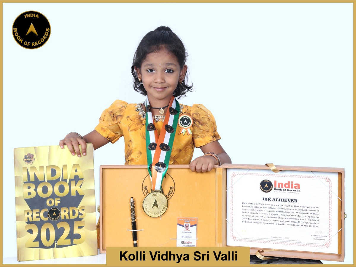 Kolli Vidhya Sri Valli - IBR Achiever - India Book of Records