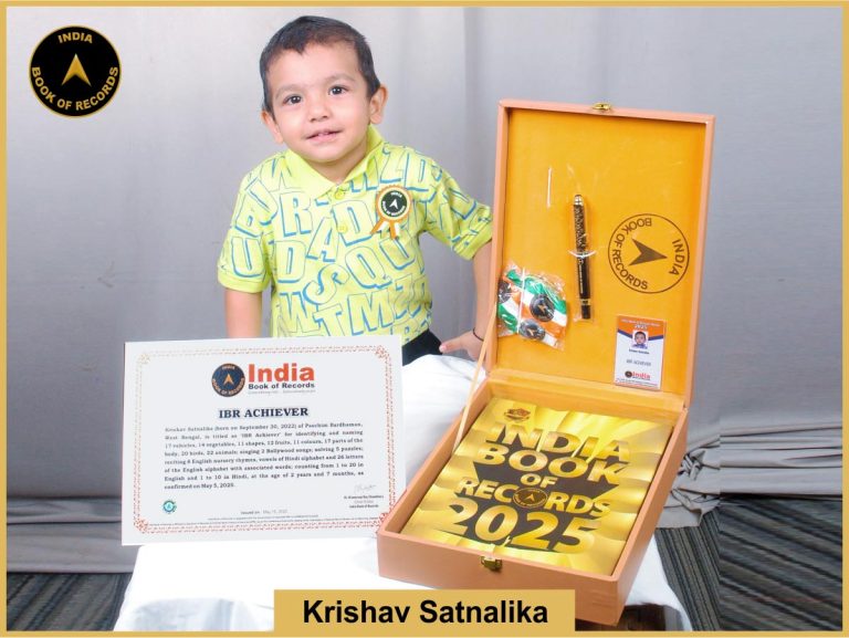 Krishav Satnalika - IBR Achiever - India Book of Records