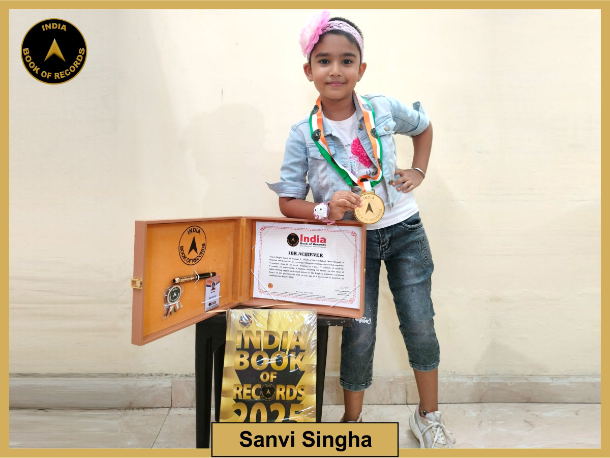 Sanvi Singha - IBR Achiever - India Book of Records
