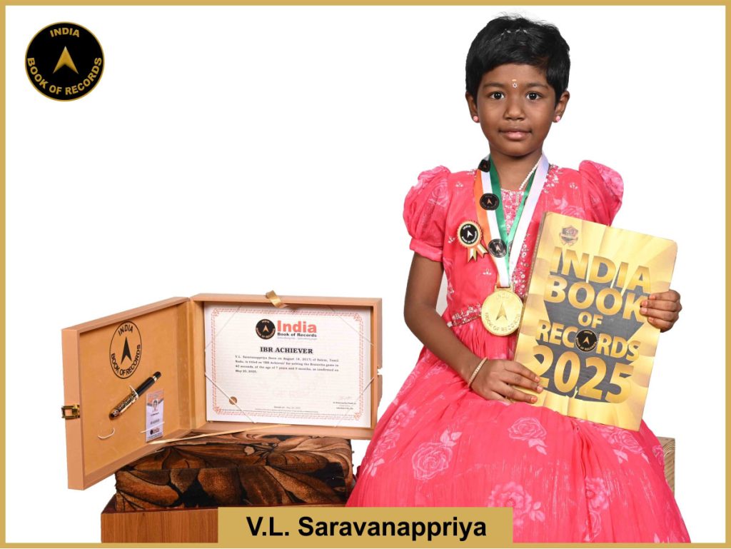 V.L. Saravanappriya- IBR Achiever - India Book of Records