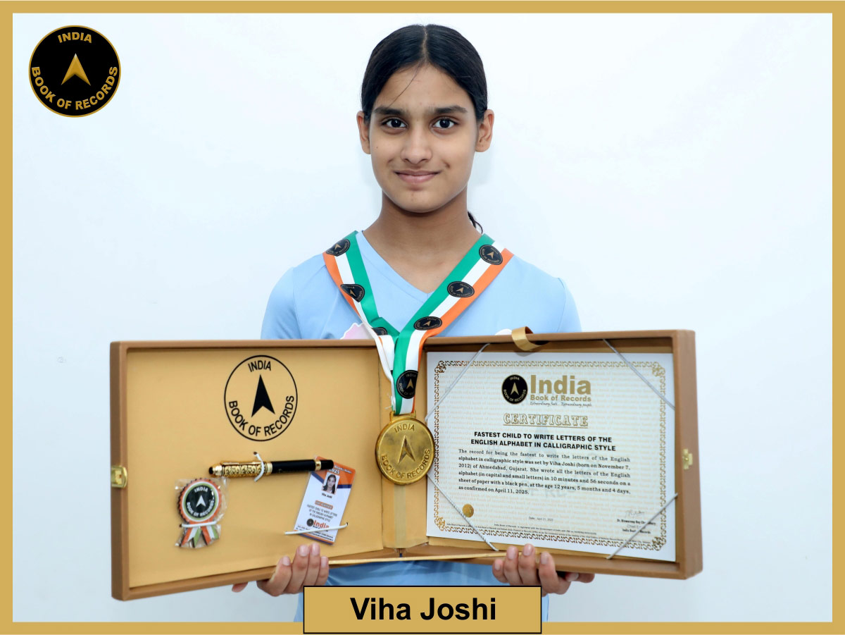 Fastest child to write letters of the English alphabet in calligraphic ...