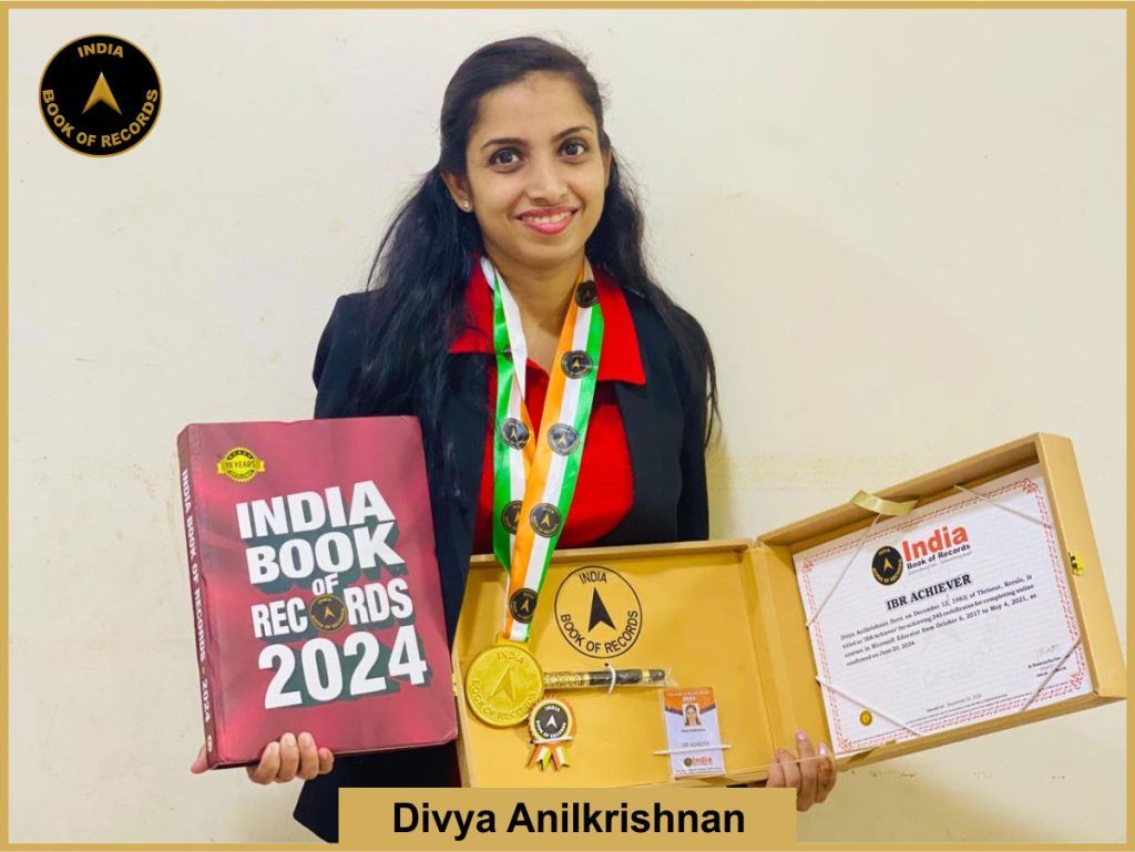 Divya Anilkrishnan - IBR Achiever - India Book of Records