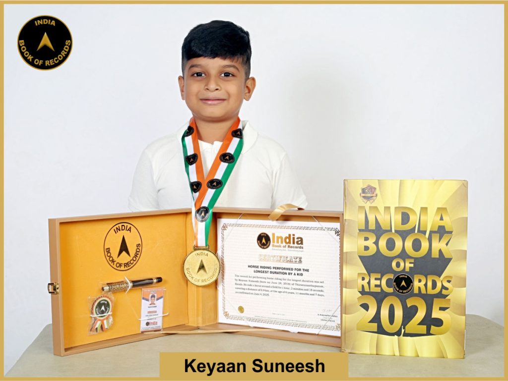 Horse riding performed for the longest duration by a kid