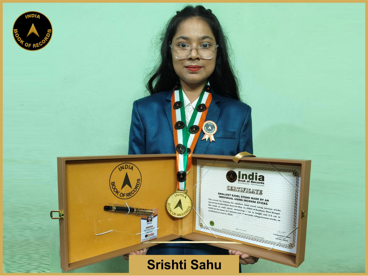 Smallest easel stand made by an individual using incense sticks