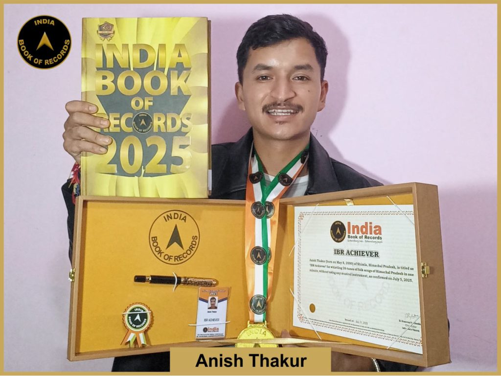 Anish Thakur- IBR Achiever - India Book of Records