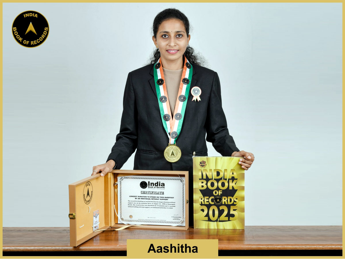 Longest duration to stand on toes barefoot by an individual