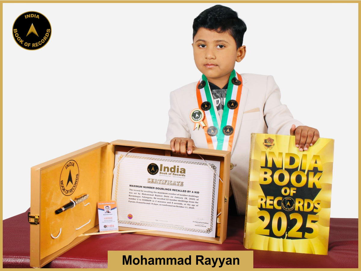 Maximum number doublings recalled by a kid - India Book of Records