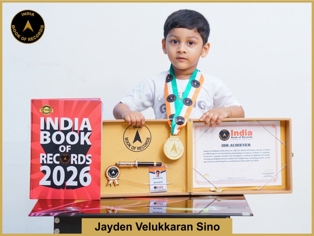 Jayden Velukkaran Sino - IBR Achiever - India Book of Records