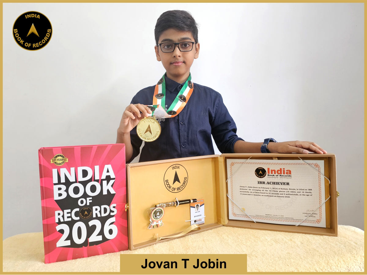 Jovan T. Jobin - IBR Achiever - India Book of Records