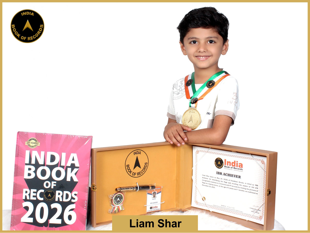 Liam Shar - IBR Achiever - India Book of Records