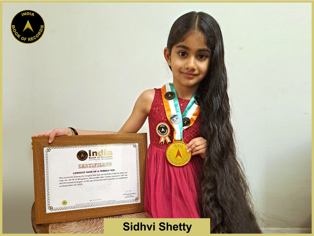 Longest hair of a female kid - India Book of Records