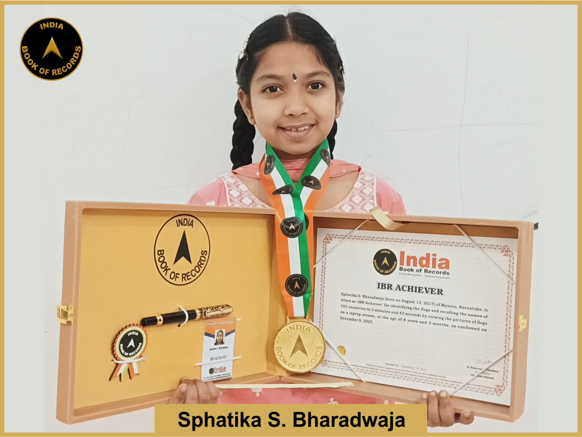 Sphatika S. Bharadwaja - IBR Achiever - India Book of Records