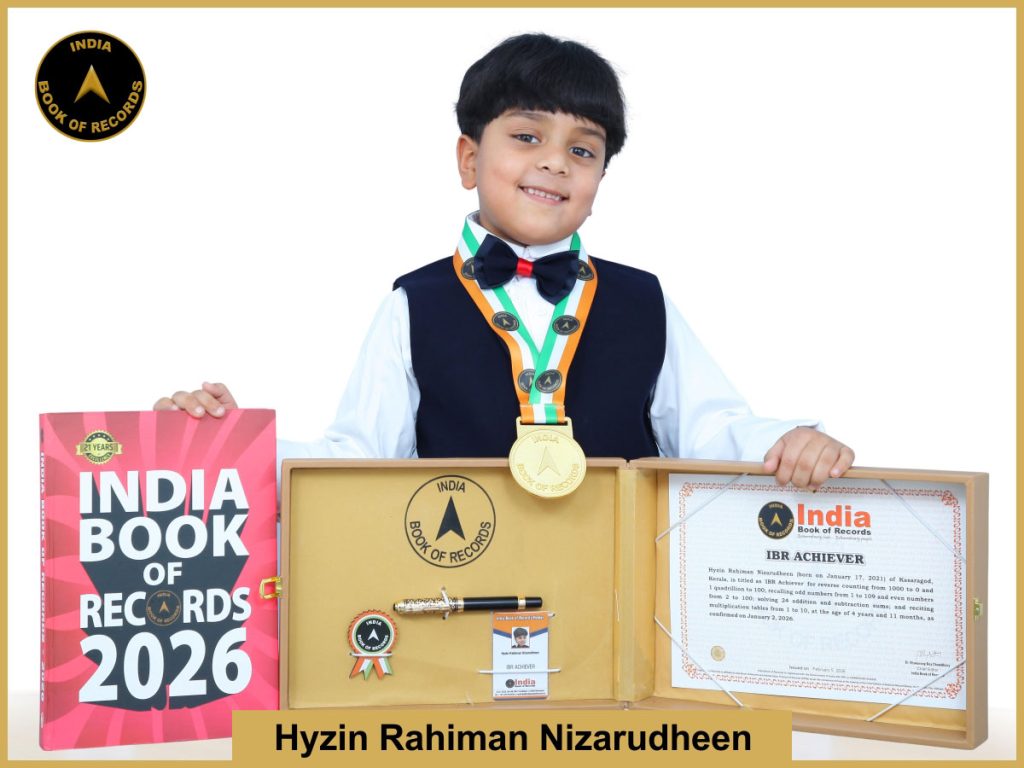 Hyzin Rahiman Nizarudheen - IBR Achiever - India Book of Records