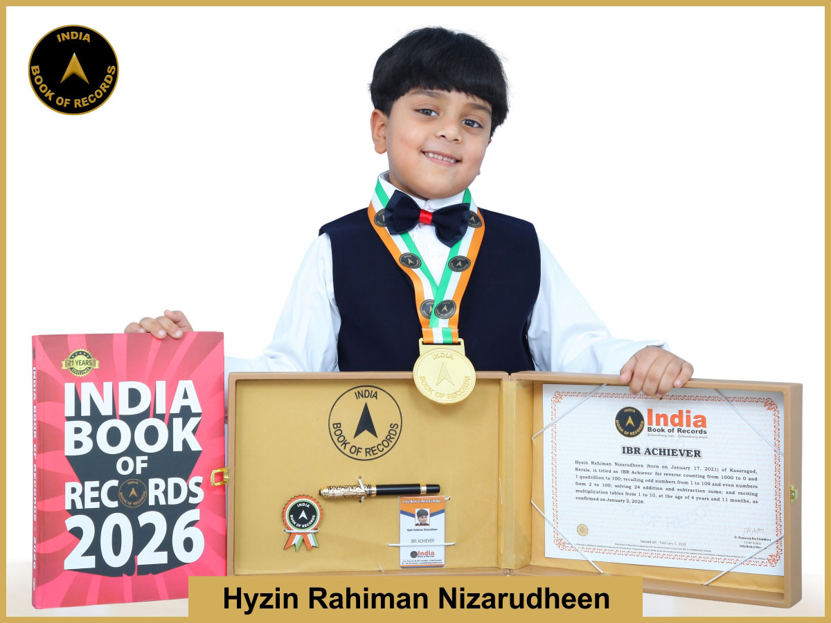 Hyzin Rahiman Nizarudheen - IBR Achiever - India Book of Records