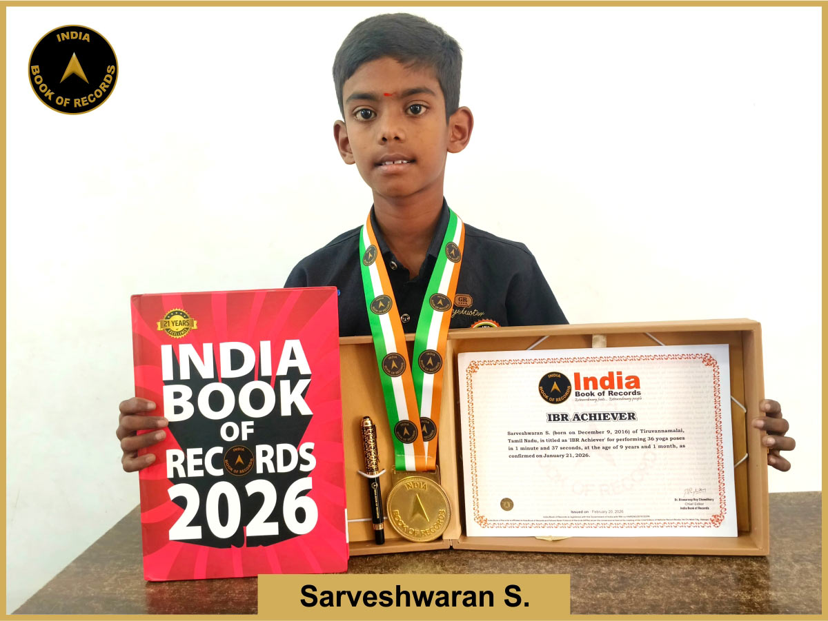 Sarveshwaran S. - IBR Achiever - India Book of Records